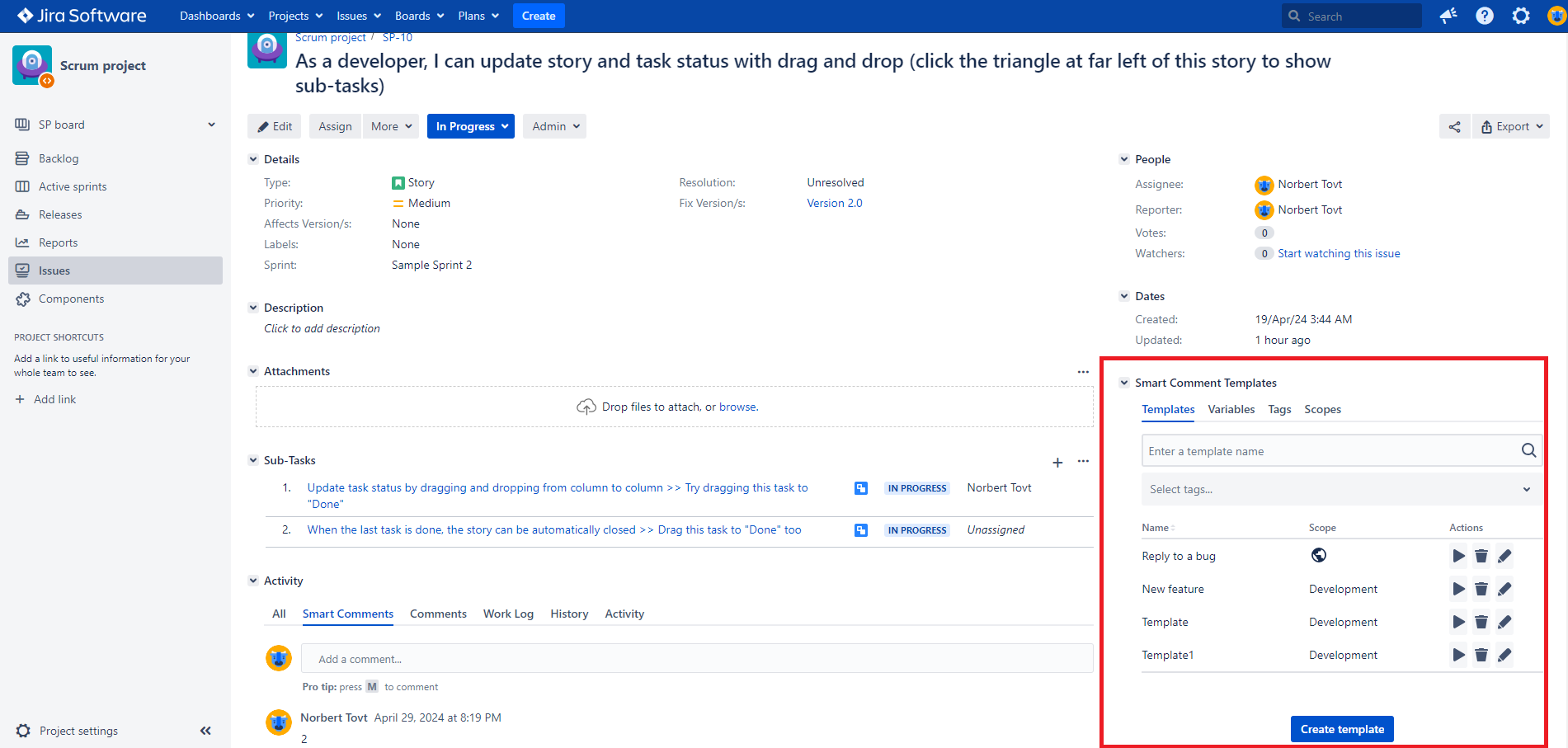 Smart Comments Templates